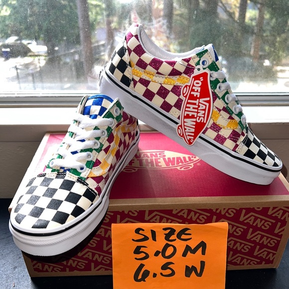 Vans | Shoes | Vans Old Skool Glitter Checkers Sz 5 Mens 65 Women ...